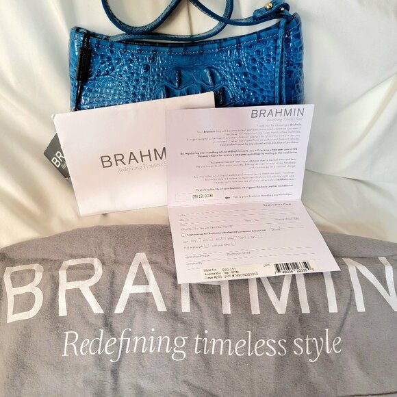 Brahmin | Bags | Brahmin Anytime Mini Should Bag In Teal Blue Croc ...